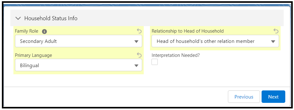 Screen Flow: Add New Household Member – Compass Family Services