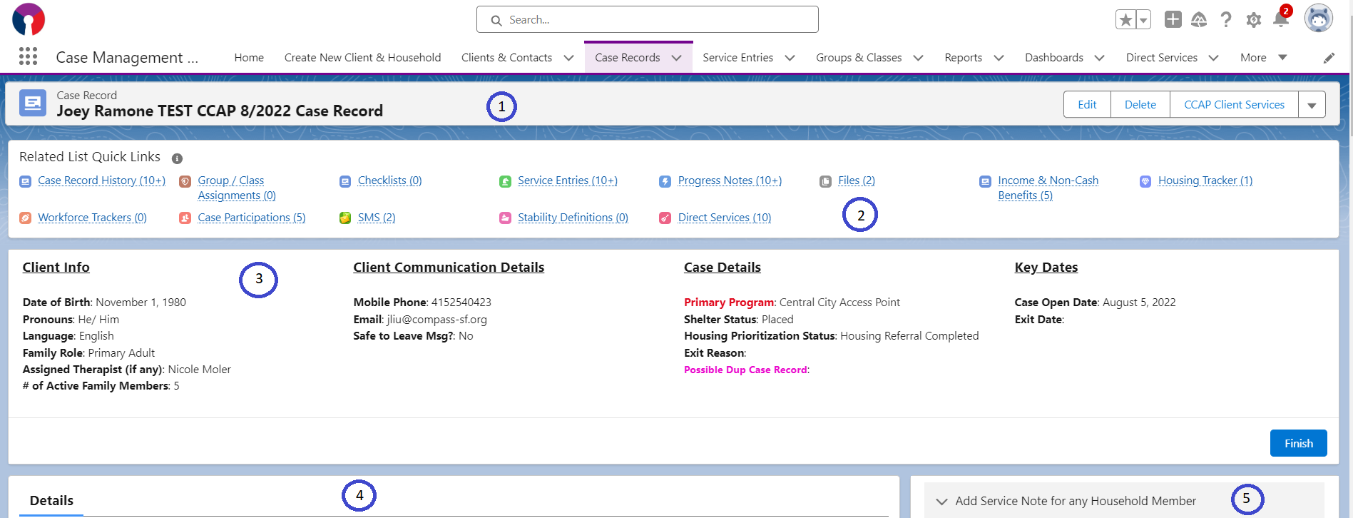 Case Record Page – Compass Family Services