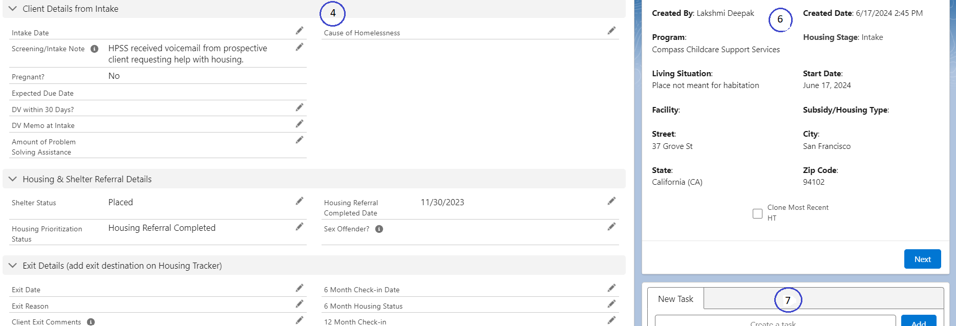 Case Record Page – Compass Family Services