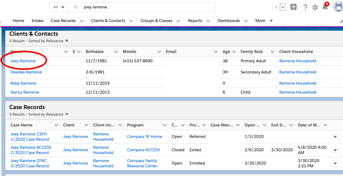 Creating an intake – Compass Family Services